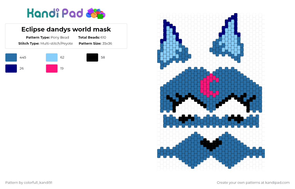 Eclipse dandys world mask Pony Bead Pattern - Kandi Pad | Kandi ...