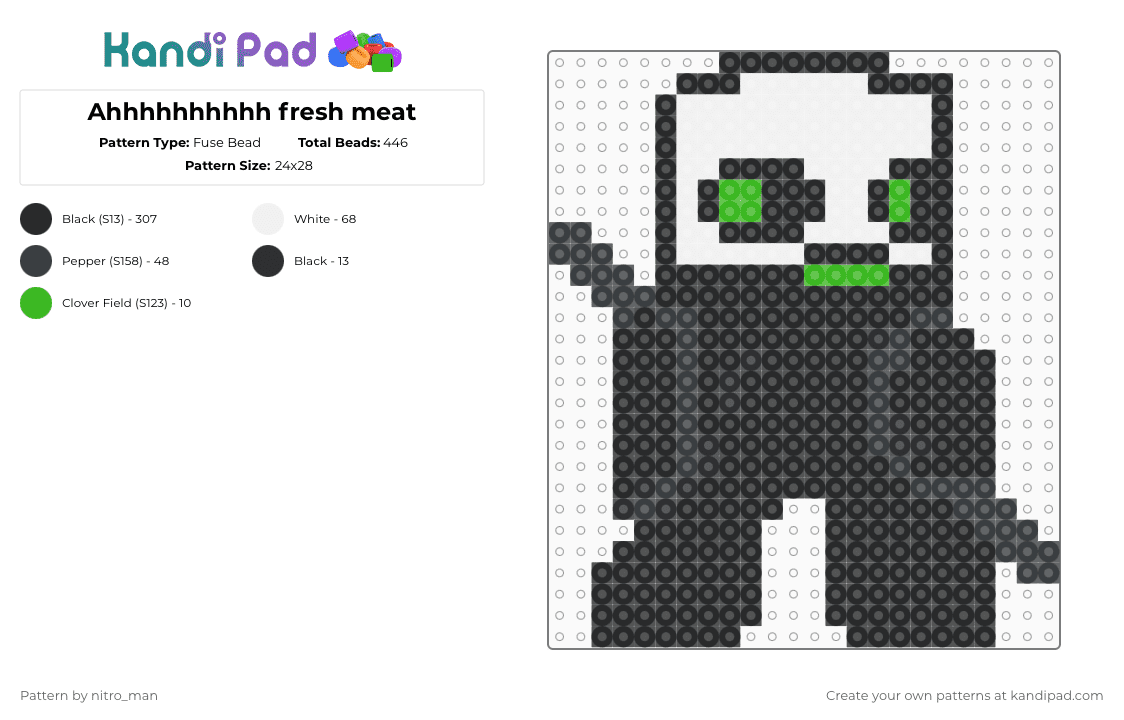 Ahhhhhhhhhh fresh meat Fuse Bead Pattern - Kandi Pad | Kandi Patterns ...