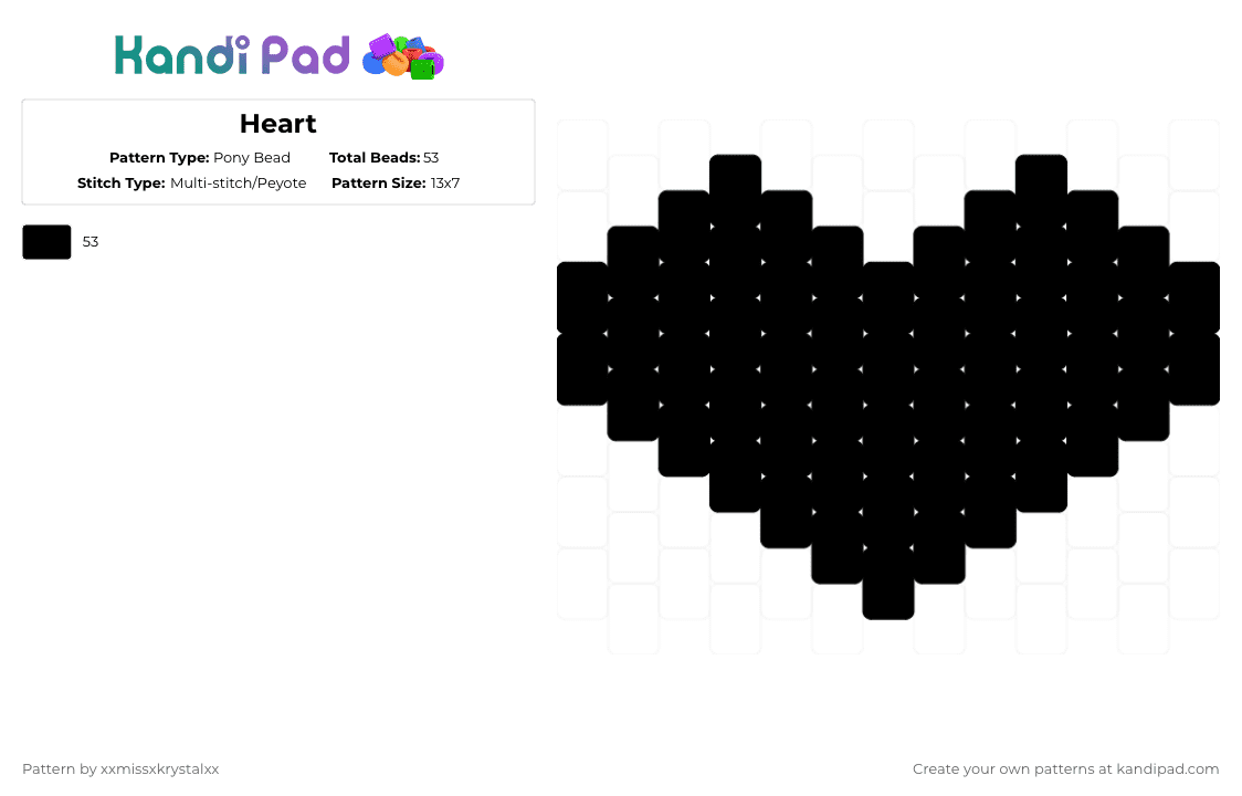 Heart Pony Bead Pattern - Kandi Pad | Kandi Patterns, Fuse Bead ...