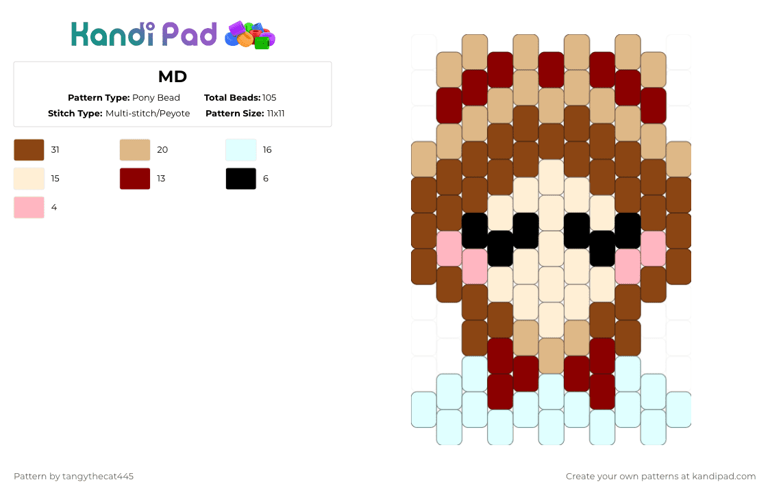 MD Pony Bead Pattern - Kandi Pad | Kandi Patterns, Fuse Bead Patterns ...