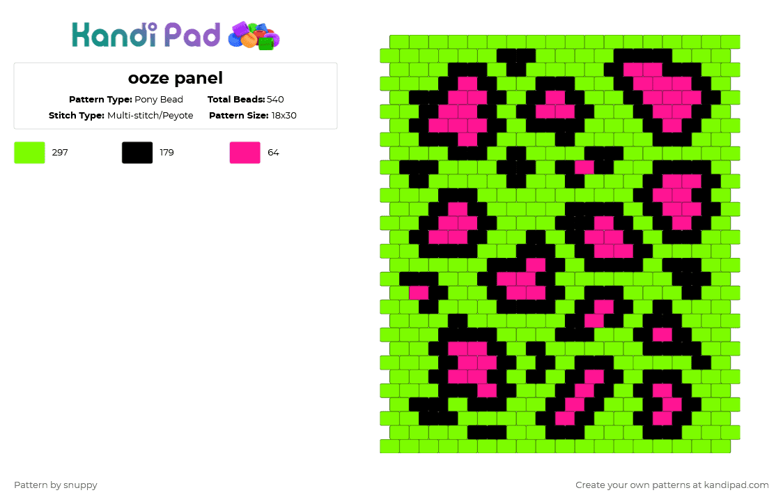 Ooze panel Pony Bead Pattern - Kandi Pad | Kandi Patterns, Fuse Bead ...