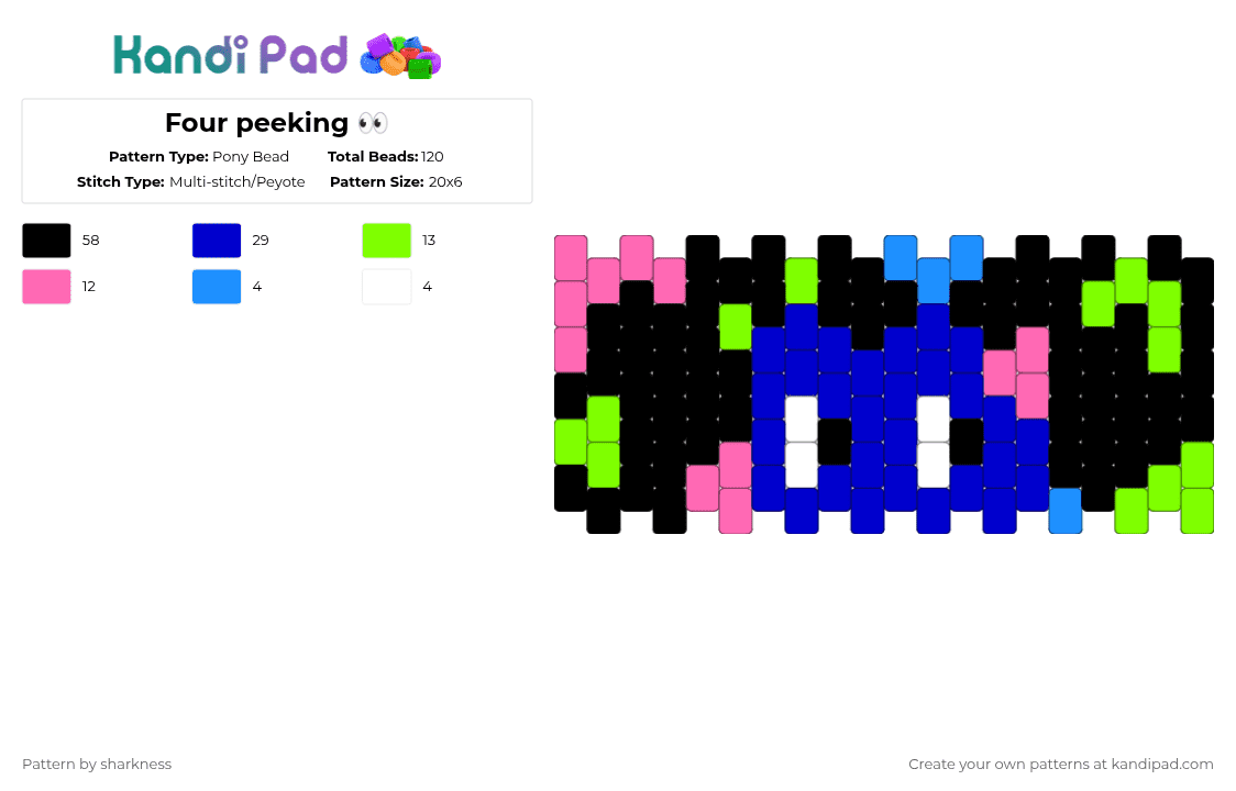 Four peeking 👀 Pony Bead Pattern - Kandi Pad | Kandi Patterns, Fuse ...
