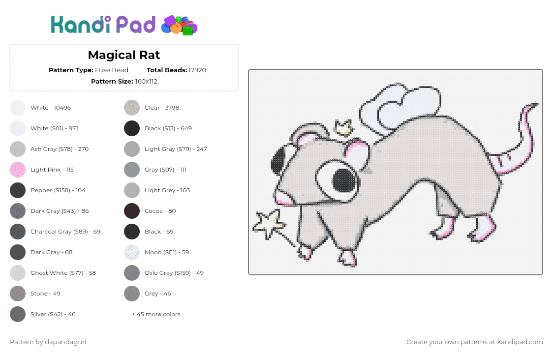 Magical Rat Fuse Bead Pattern - Kandi Pad | Kandi Patterns, Fuse Bead ...