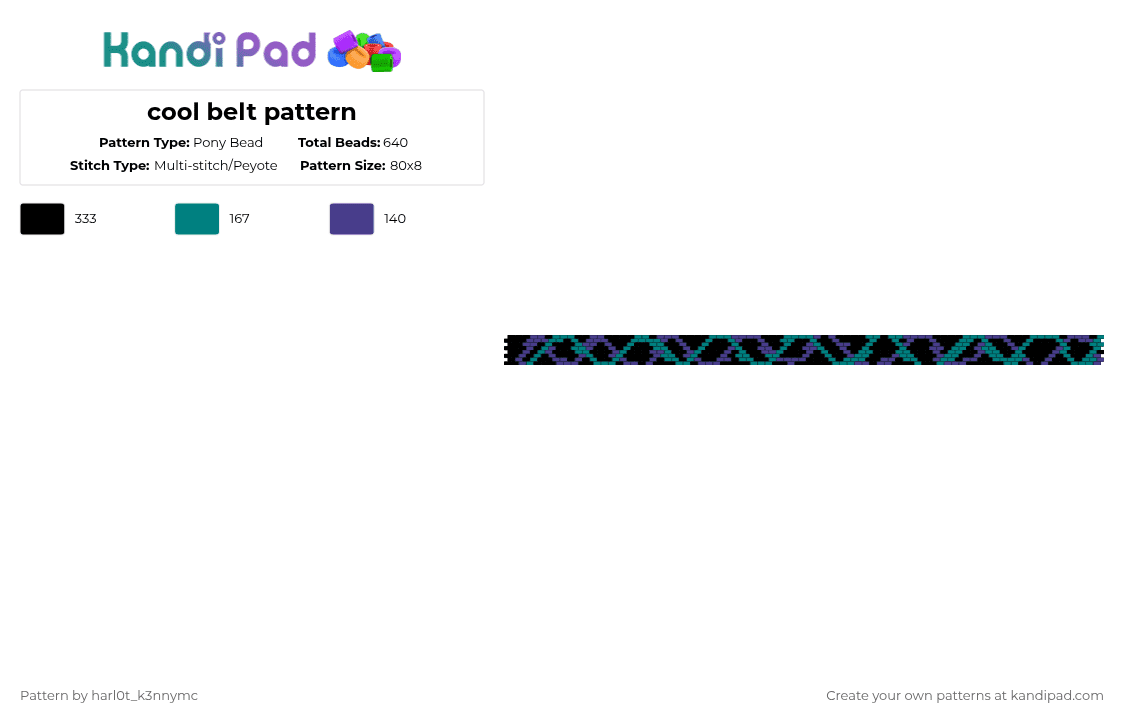 Cool belt pattern Pony Bead Pattern - Kandi Pad | Kandi Patterns, Fuse ...