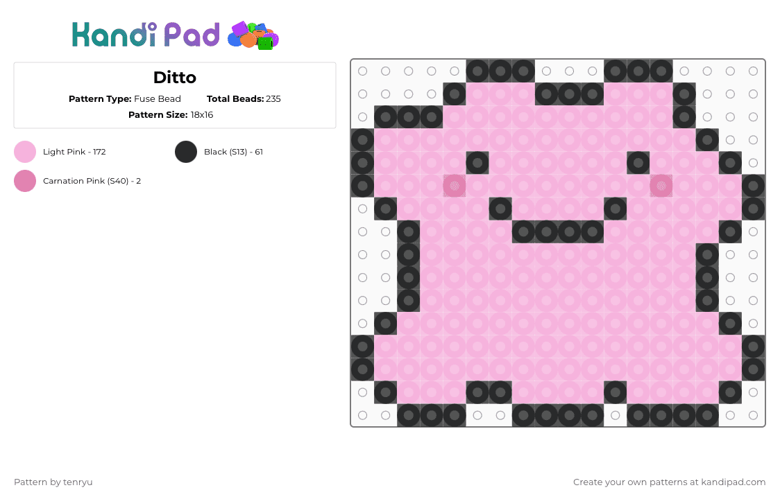 Ditto Fuse Bead Pattern - Kandi Pad | Kandi Patterns, Fuse Bead ...