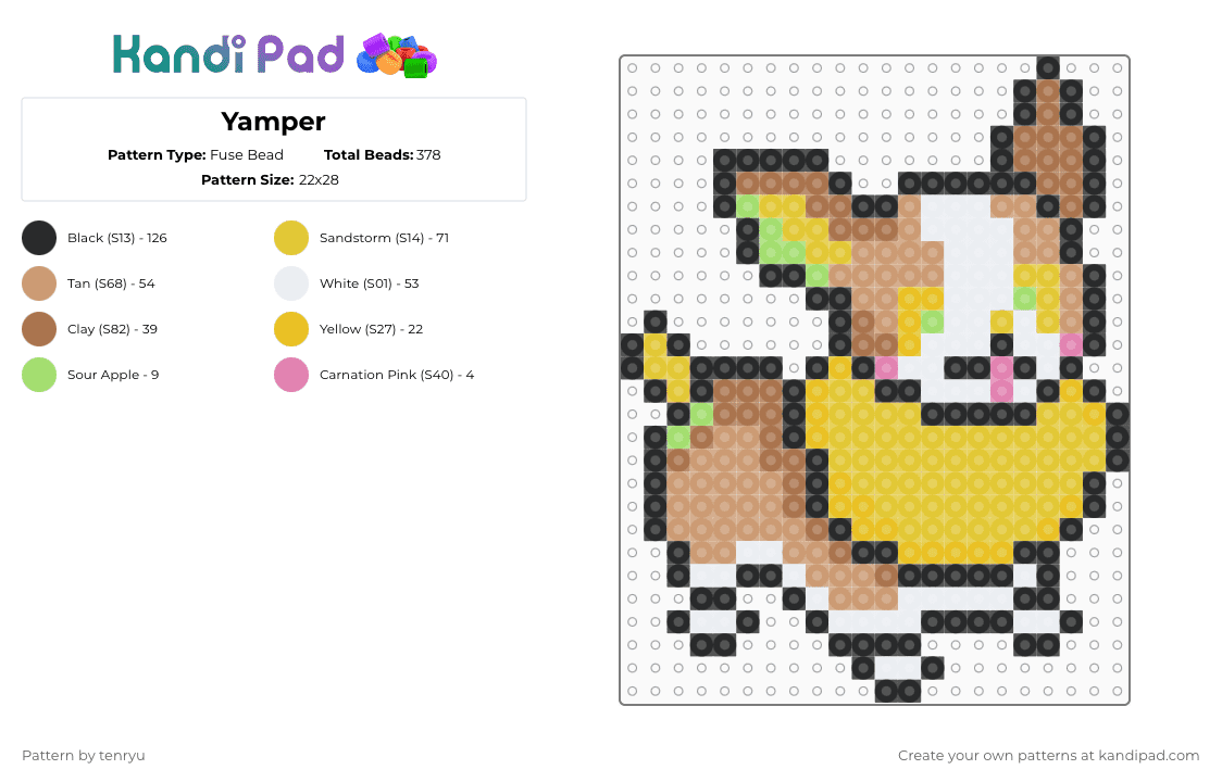 Yamper Fuse Bead Pattern - Kandi Pad | Kandi Patterns, Fuse Bead ...