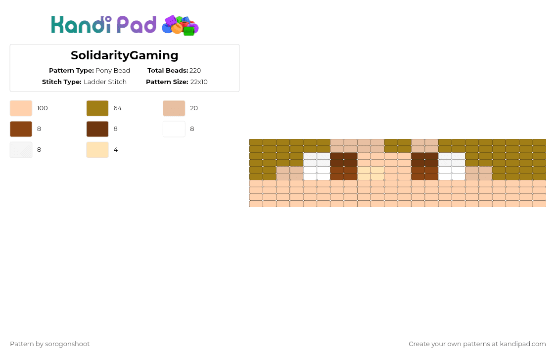 SolidarityGaming Pony Bead Pattern - Kandi Pad | Kandi Patterns, Fuse ...