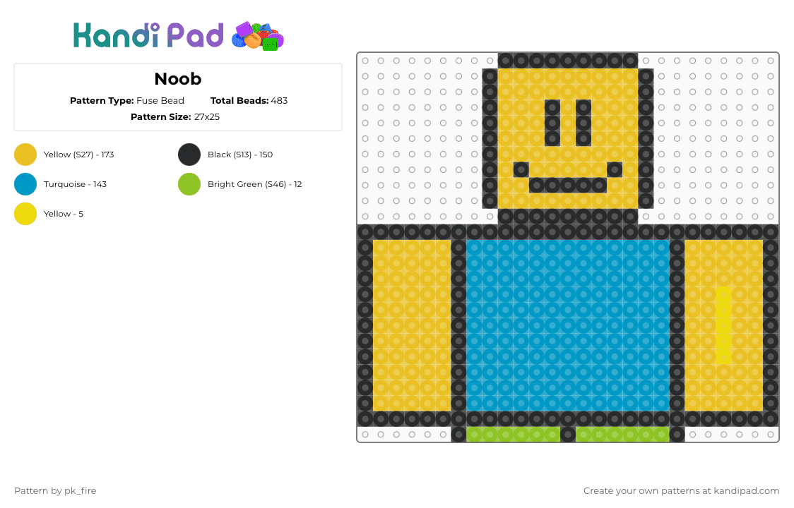 Noob Fuse Bead Pattern - Kandi Pad | Kandi Patterns, Fuse Bead Patterns ...