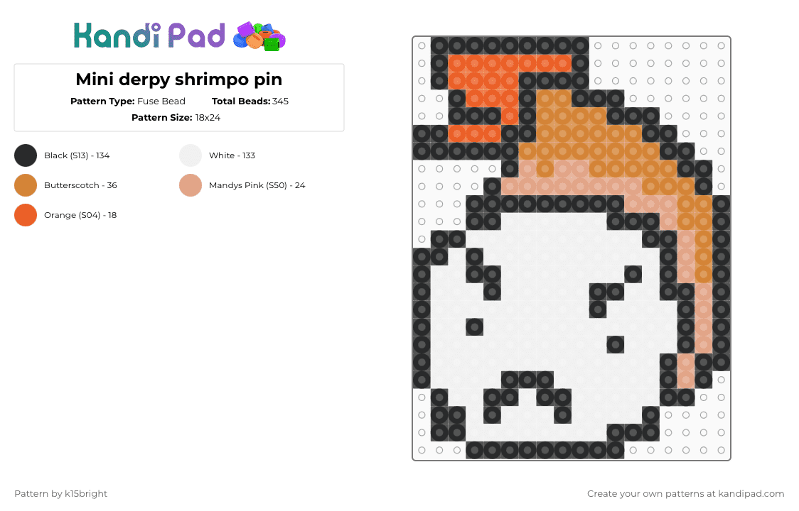 Mini derpy shrimpo pin Fuse Bead Pattern - Kandi Pad | Kandi Patterns ...