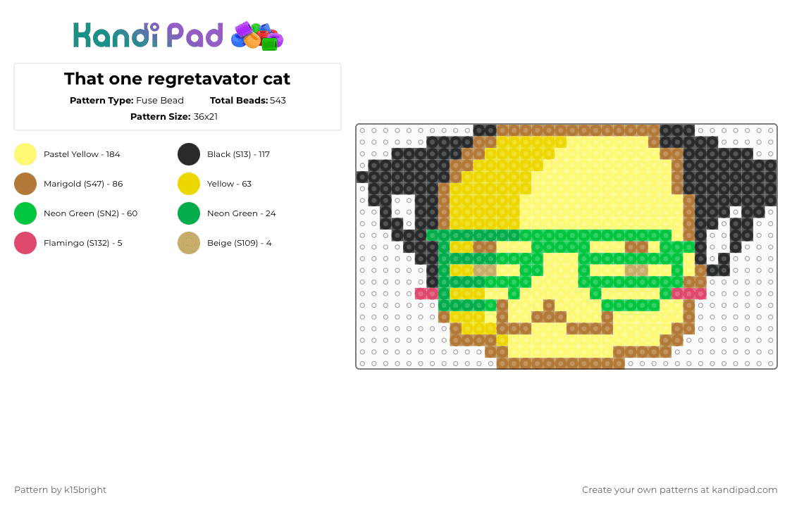 That one regretavator cat Fuse Bead Pattern - Kandi Pad | Kandi ...
