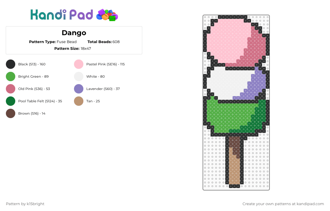 Dango Fuse Bead Pattern - Kandi Pad | Kandi Patterns, Fuse Bead ...