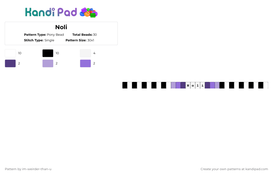Noli Pony Bead Pattern - Kandi Pad | Kandi Patterns, Fuse Bead Patterns ...