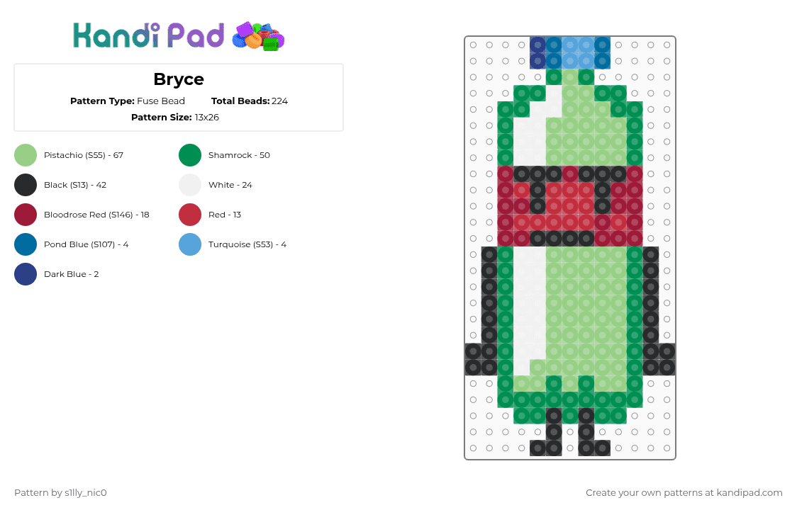 Bryce / Soda Bottle Fuse Bead Pattern - Kandi Pad | Kandi Patterns ...