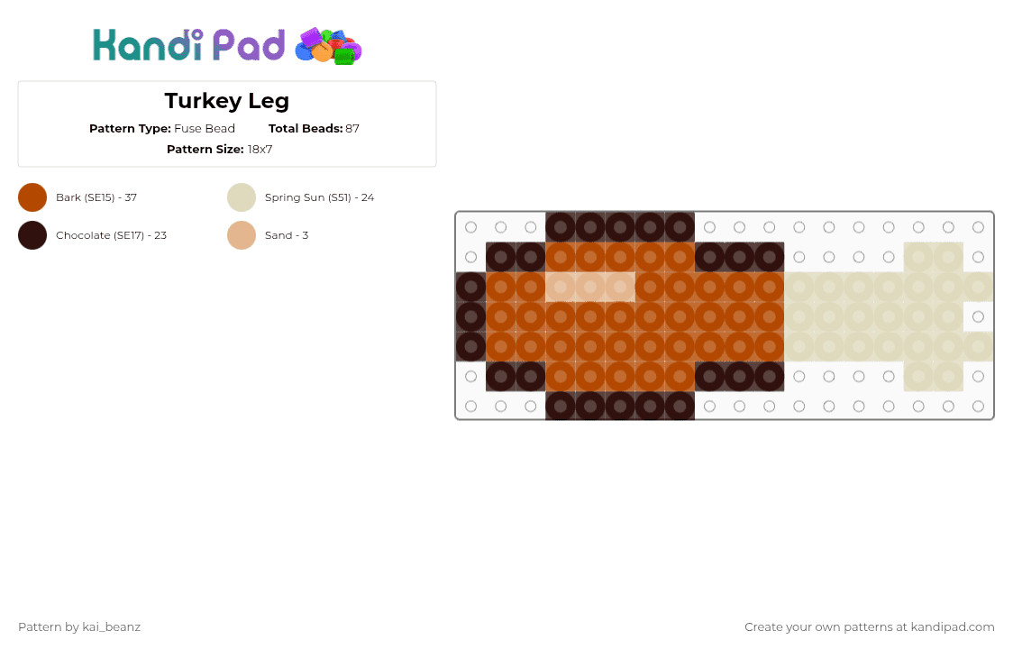 Turkey Leg Fuse Bead Pattern - Kandi Pad | Kandi Patterns, Fuse Bead ...