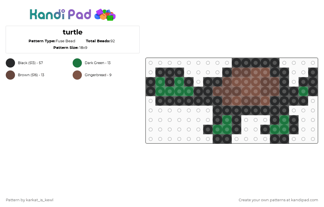 Turtle Fuse Bead Pattern - Kandi Pad | Kandi Patterns, Fuse Bead ...