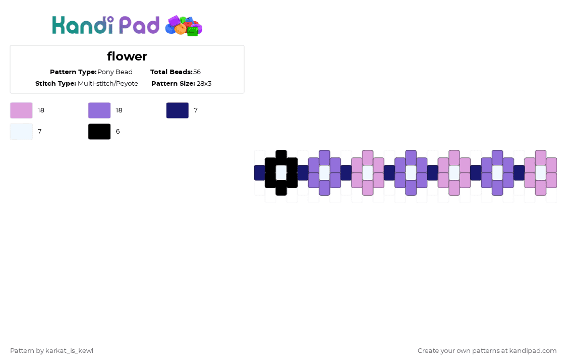Flower Pony Bead Pattern - Kandi Pad | Kandi Patterns, Fuse Bead ...