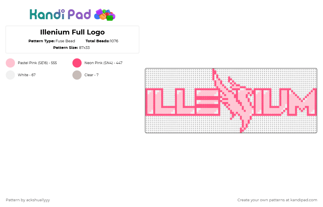Illenium Full Logo Fuse Bead Pattern - Kandi Pad | Kandi Patterns, Fuse ...