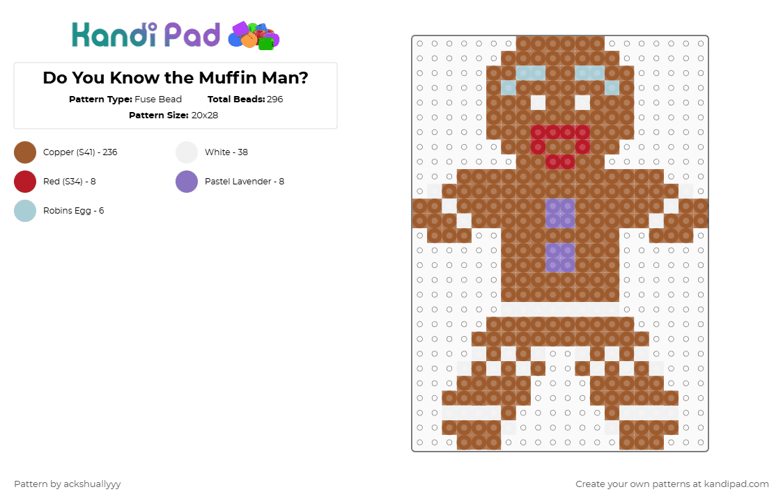 Do You Know the Muffin Man? Fuse Bead Pattern - Kandi Pad | Kandi ...