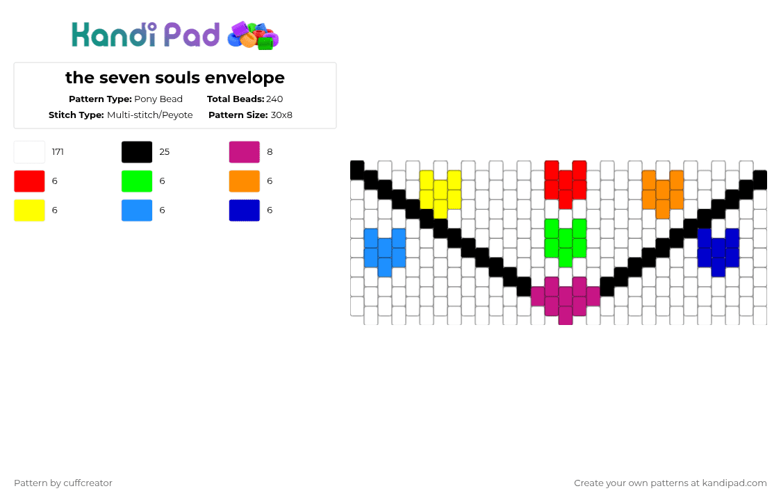 The seven souls envelope Pony Bead Pattern - Kandi Pad | Kandi Patterns ...