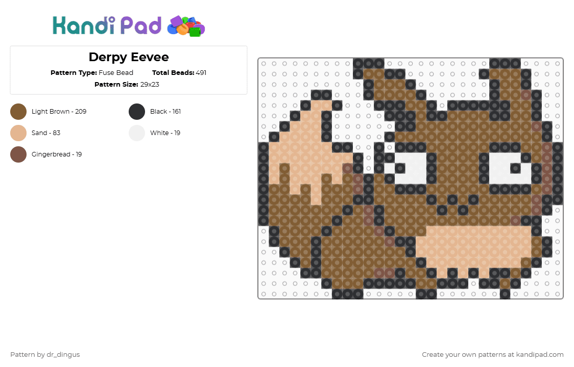 Derpy Eevee Fuse Bead Pattern - Kandi Pad | Kandi Patterns, Fuse Bead ...