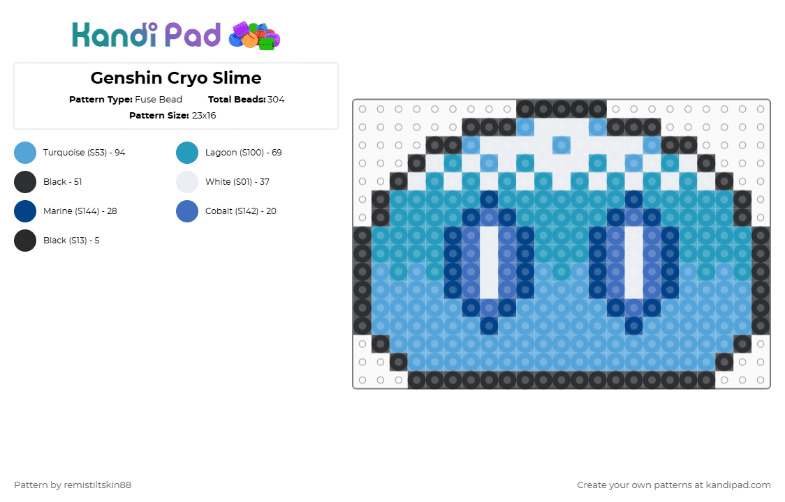 Genshin Cryo Slime Fuse Bead Pattern - Kandi Pad | Kandi Patterns, Fuse ...