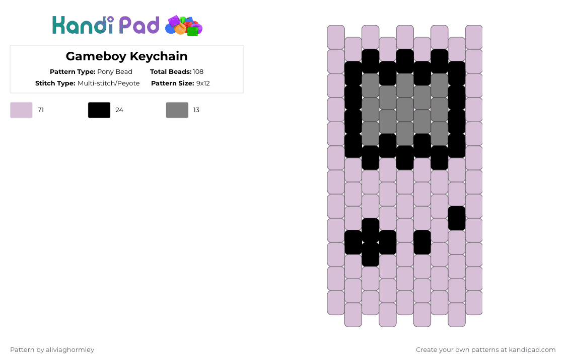 Gameboy Keychain Pony Bead Pattern - Kandi Pad | Kandi Patterns, Fuse ...
