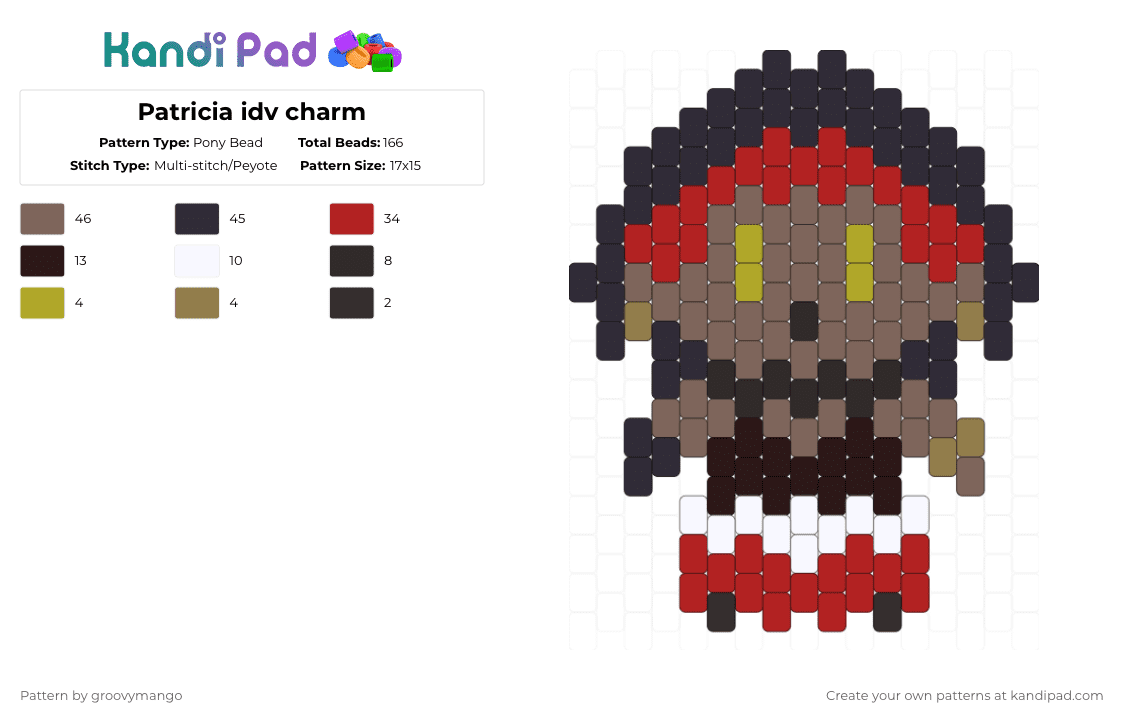 Patricia idv charm Pony Bead Pattern - Kandi Pad | Kandi Patterns, Fuse ...