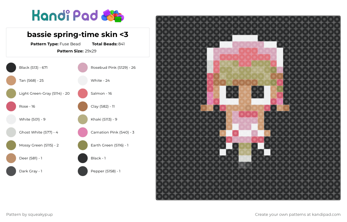 Bassie spring-time skin Fuse Bead Pattern - Kandi Pad | Kandi Patterns ...
