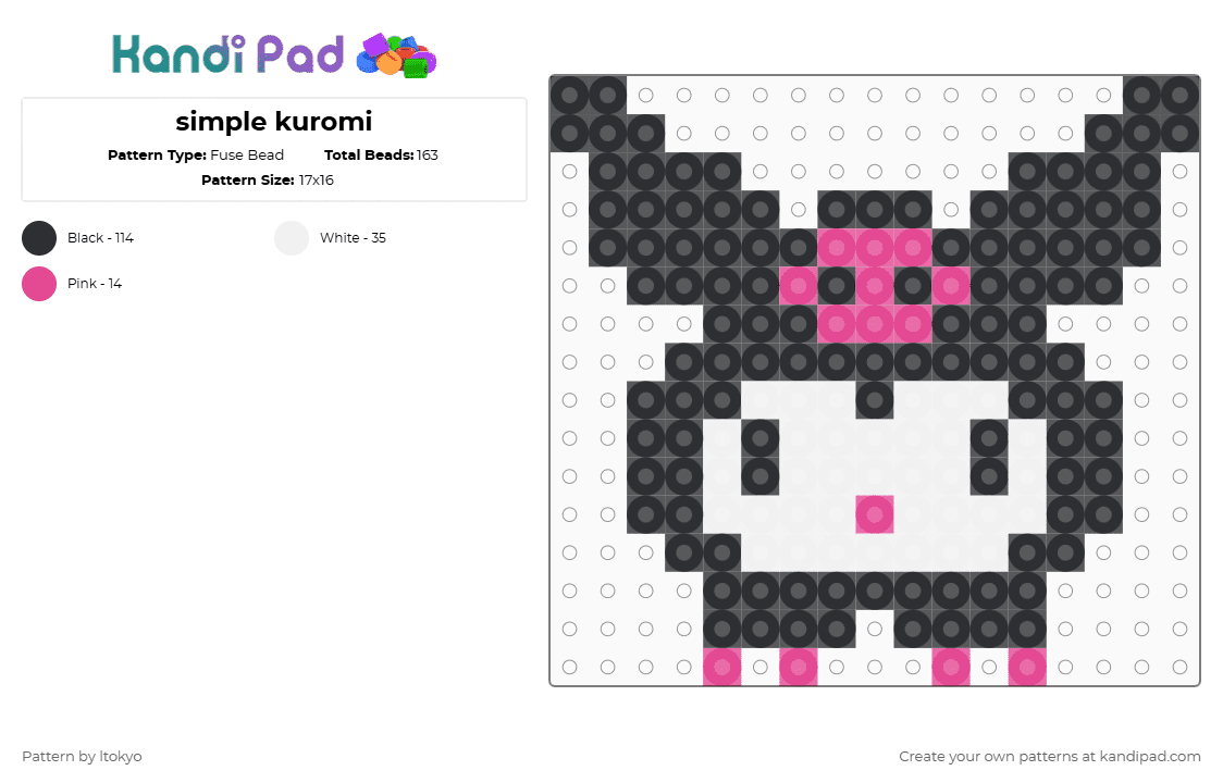 Simple kuromi Fuse Bead Pattern - Kandi Pad | Kandi Patterns, Fuse Bead ...