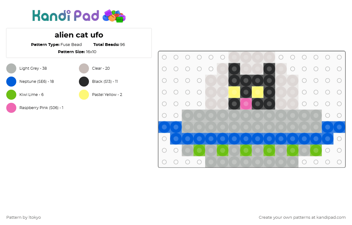 Alien cat ufo Fuse Bead Pattern - Kandi Pad | Kandi Patterns, Fuse Bead ...