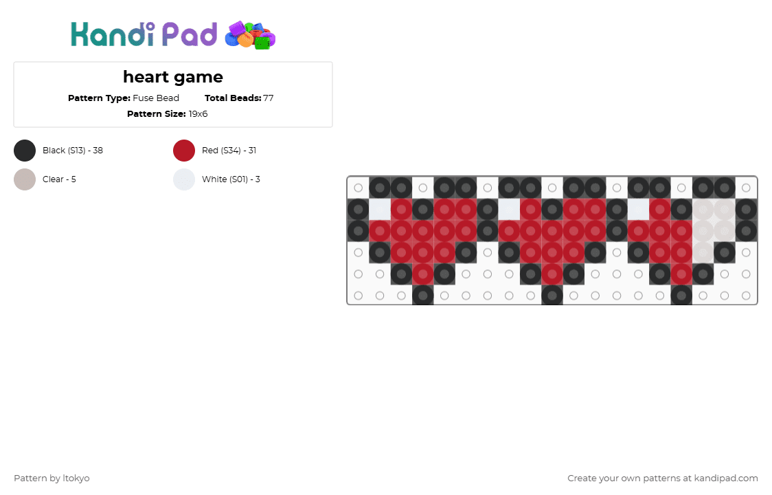 Heart game Fuse Bead Pattern - Kandi Pad | Kandi Patterns, Fuse Bead ...
