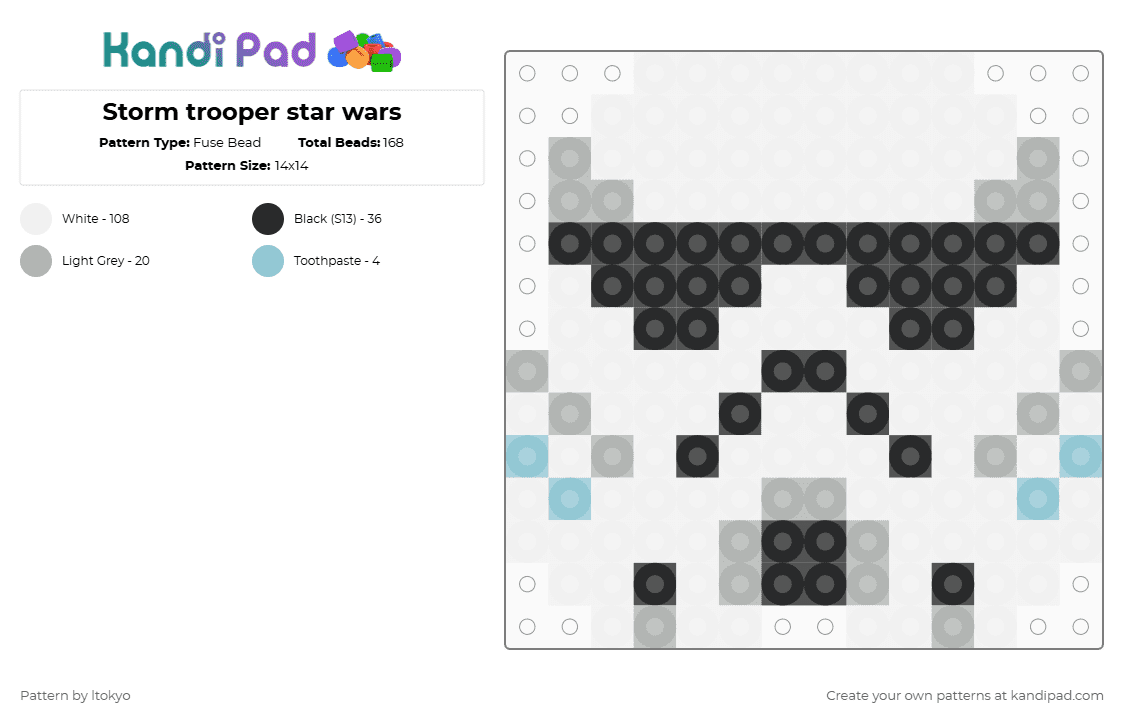 Storm trooper star wars Fuse Bead Pattern - Kandi Pad | Kandi Patterns ...