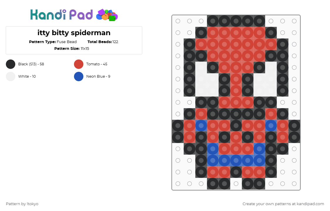 Itty bitty spiderman Fuse Bead Pattern - Kandi Pad | Kandi Patterns ...
