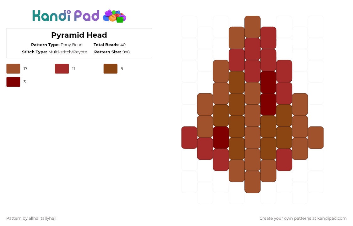 Pyramid Head Pony Bead Pattern - Kandi Pad | Kandi Patterns, Fuse Bead ...