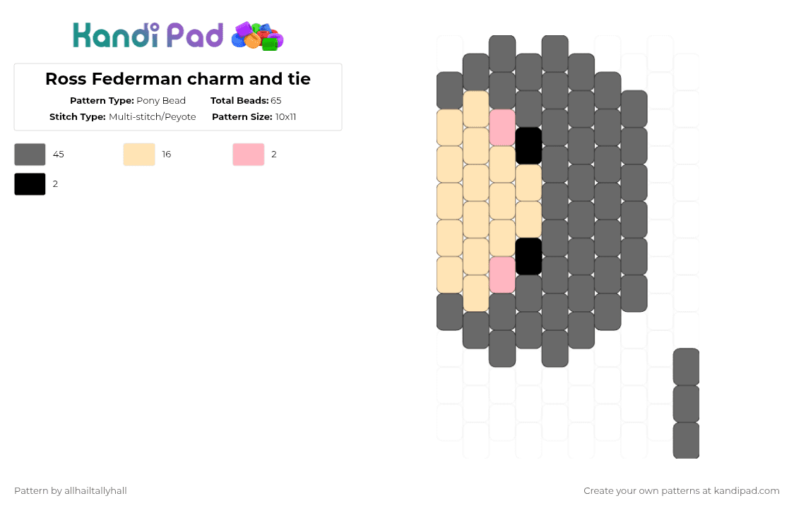 Ross Federman charm and tie Pony Bead Pattern - Kandi Pad | Kandi ...