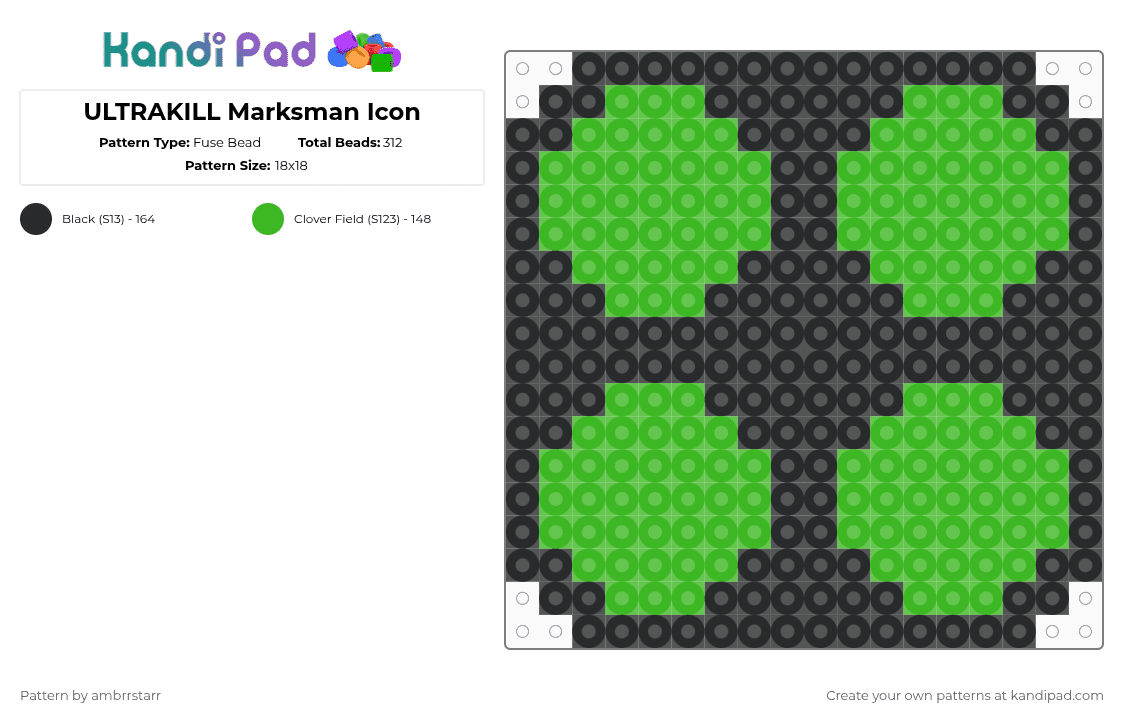 ULTRAKILL Marksman Icon Fuse Bead Pattern - Kandi Pad | Kandi Patterns ...