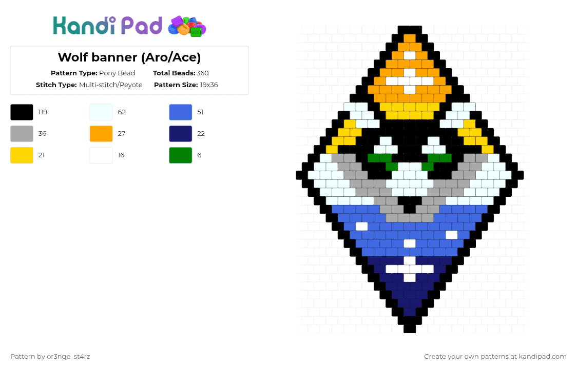 Wolf banner (Aro/Ace) Pony Bead Pattern - Kandi Pad | Kandi Patterns ...