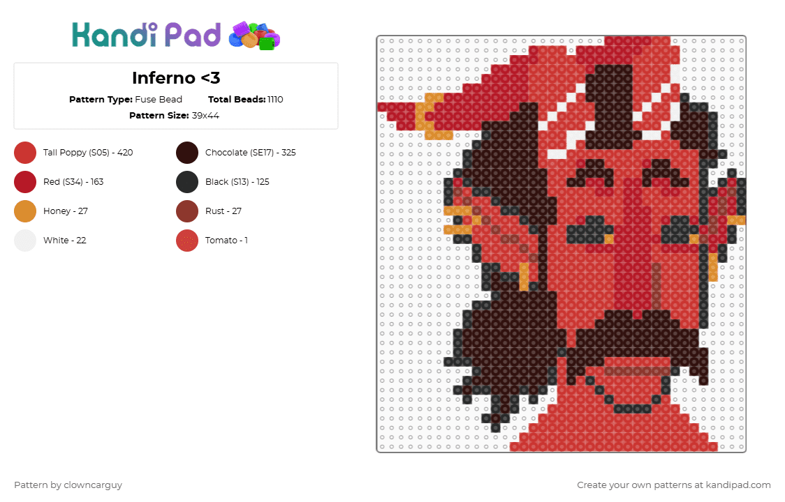 Inferno Fuse Bead Pattern - Kandi Pad | Kandi Patterns, Fuse Bead ...