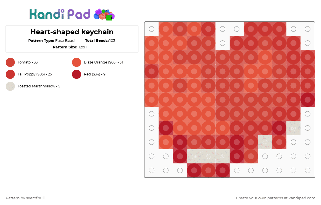 Heart-shaped keychain Fuse Bead Pattern - Kandi Pad | Kandi Patterns ...