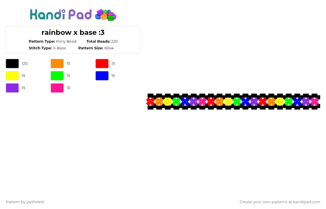 Rainbow x base :3 Pony Bead Pattern - Kandi Pad | Kandi Patterns, Fuse ...