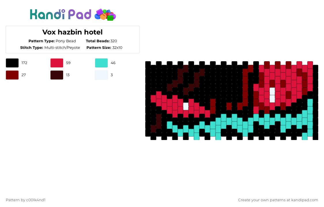 Vox hazbin hotel Pony Bead Pattern - Kandi Pad | Kandi Patterns, Fuse ...