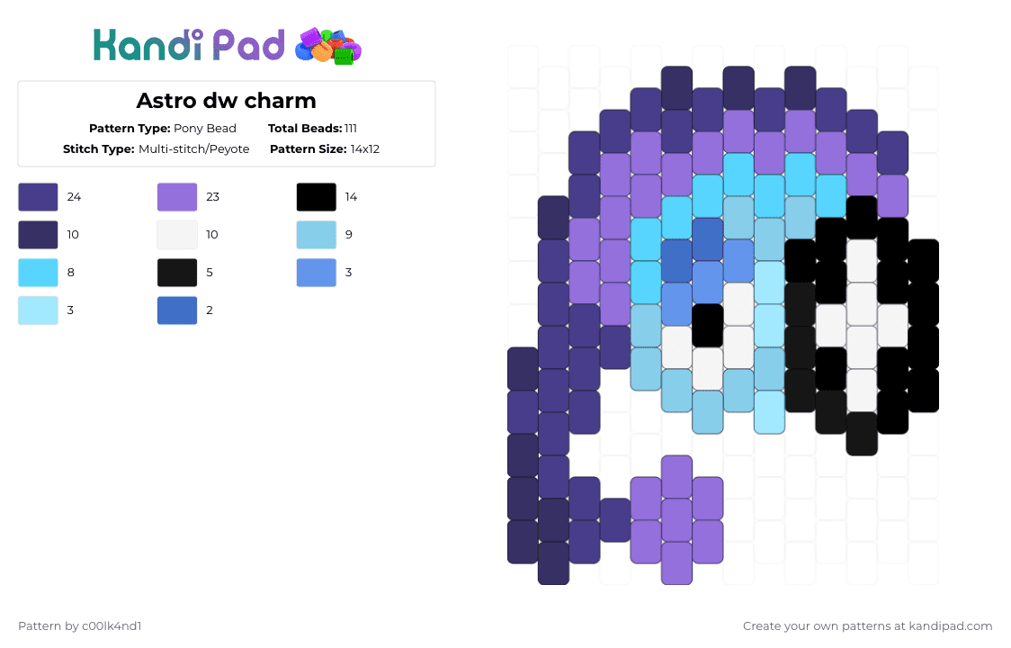 Astro dw charm Pony Bead Pattern - Kandi Pad | Kandi Patterns, Fuse ...