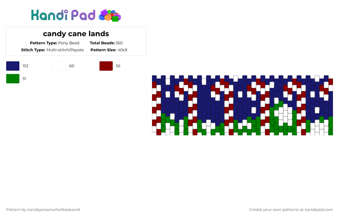 Candy cane lands Pony Bead Pattern - Kandi Pad | Kandi Patterns, Fuse ...