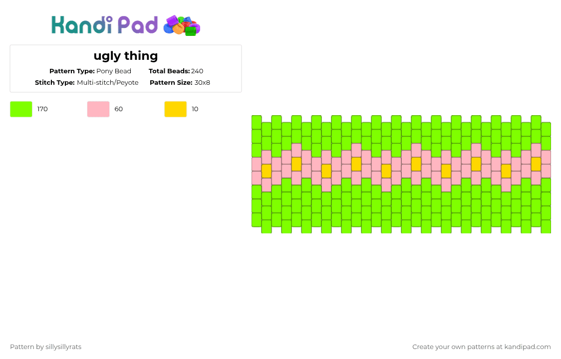 Ugly thing Pony Bead Pattern - Kandi Pad | Kandi Patterns, Fuse Bead ...