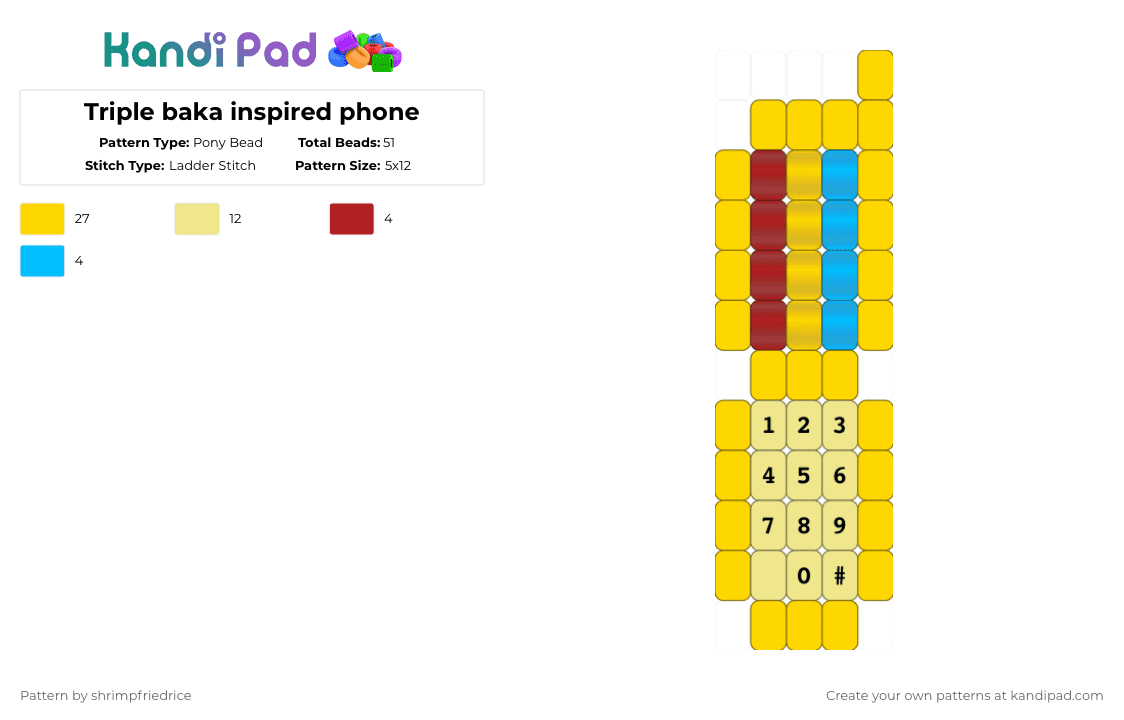Triple baka inspired phone Pony Bead Pattern - Kandi Pad | Kandi ...