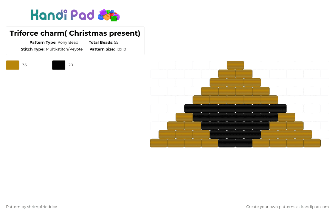 Triforce charm( Christmas present) Pony Bead Pattern - Kandi Pad ...