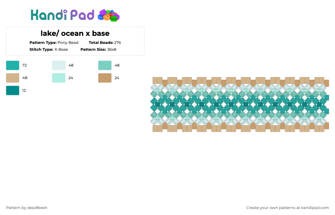 Lake/ ocean x base Pony Bead Pattern - Kandi Pad | Kandi Patterns, Fuse ...