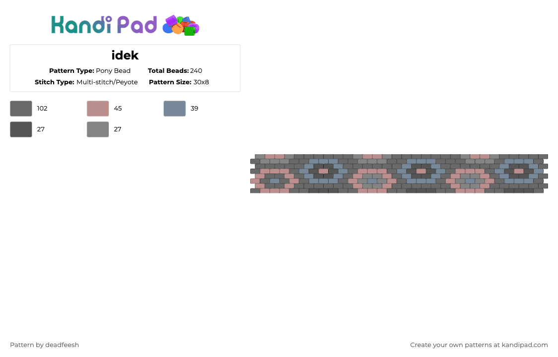 Idek Pony Bead Pattern - Kandi Pad | Kandi Patterns, Fuse Bead Patterns ...