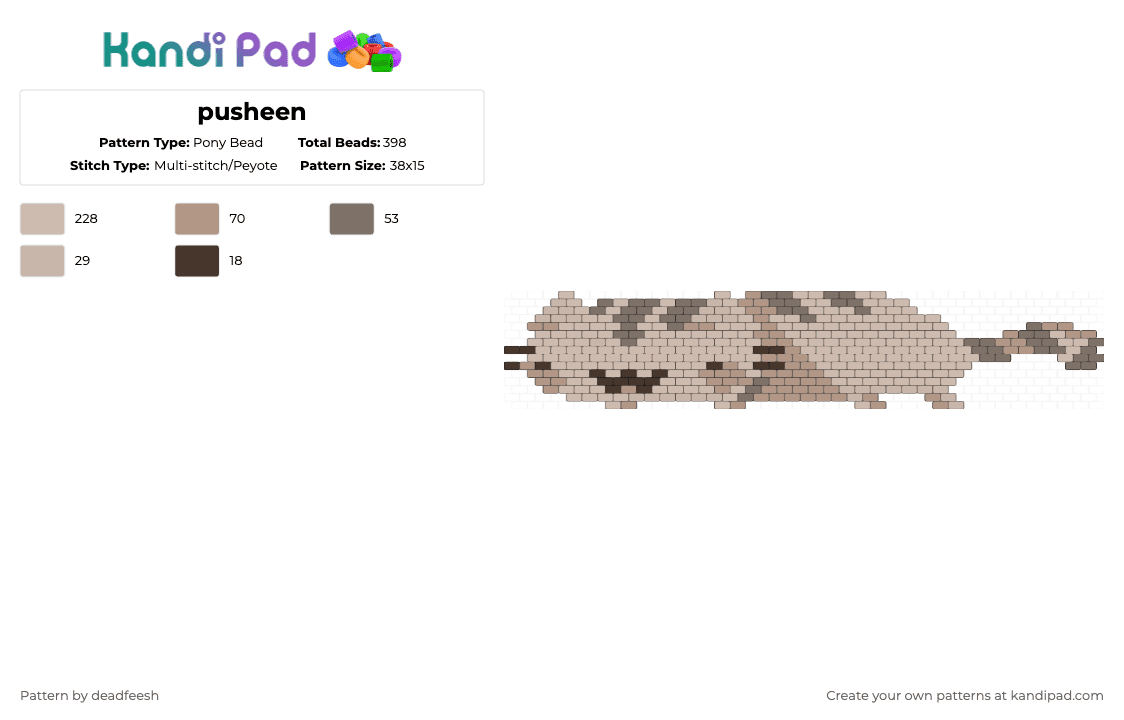 Pusheen Pony Bead Pattern - Kandi Pad | Kandi Patterns, Fuse Bead ...