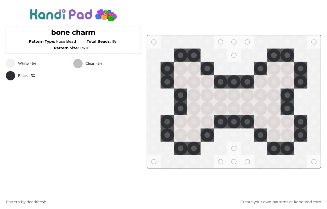 Bone charm Fuse Bead Pattern - Kandi Pad | Kandi Patterns, Fuse Bead ...